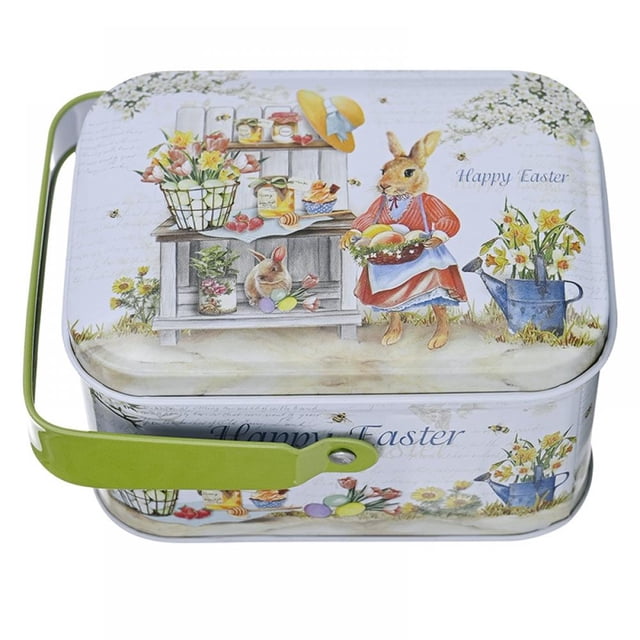 1 Pcs Easter Cookie Tins Tin Box for Easter Candy Tinplate Tins Retro ...