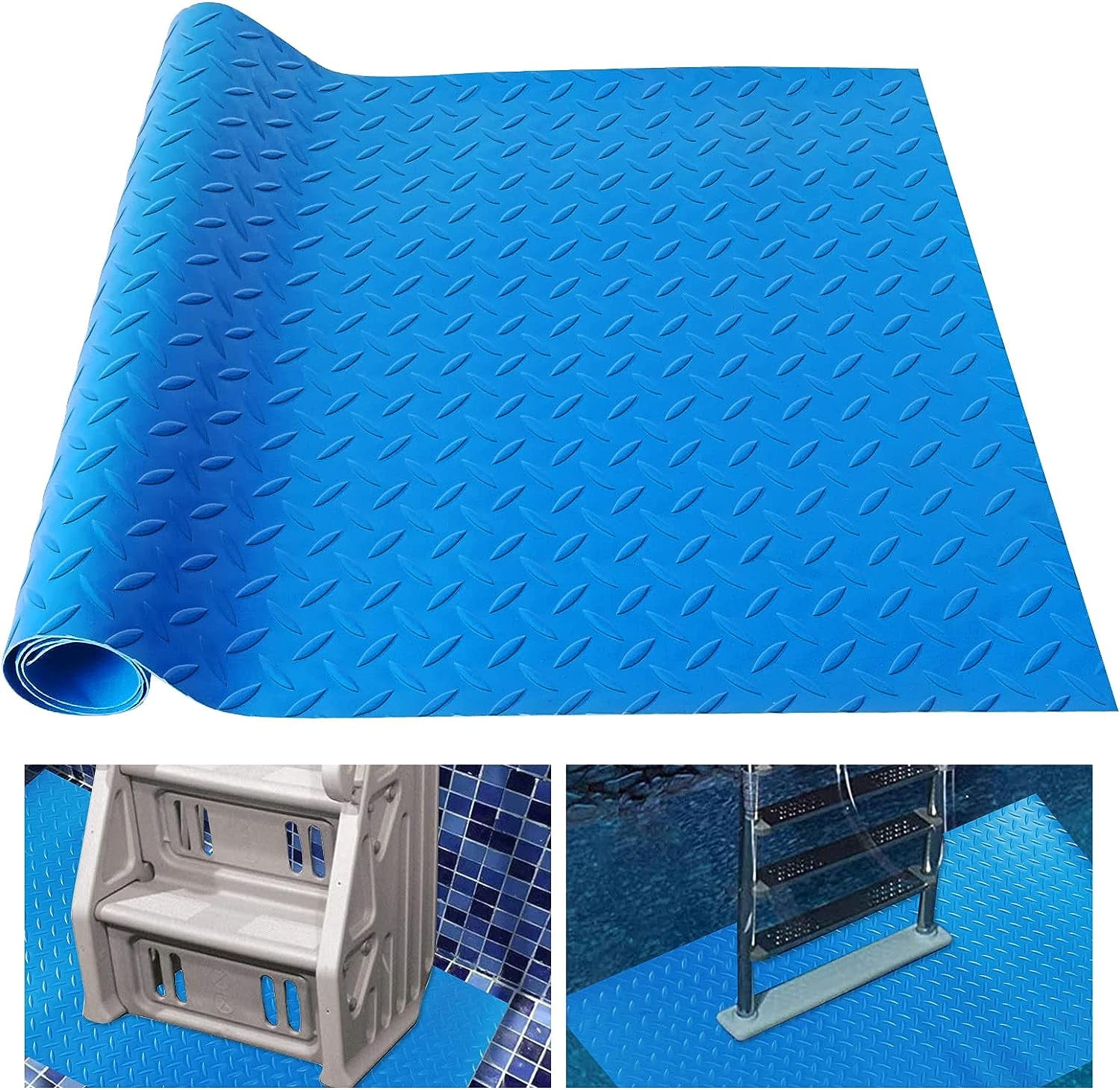 1 Pcs Extra Large Swimming Pool Ladder Mat, 36"x24" Protective Non-Slip ...
