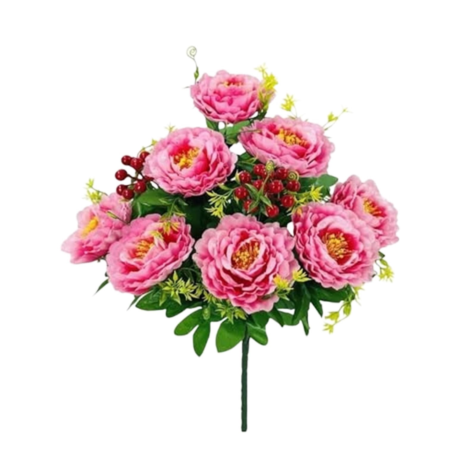 1 Pcs Fake Peonies Cemetery Flower, 19.7" Long Vintage Silk Fake Peony ...