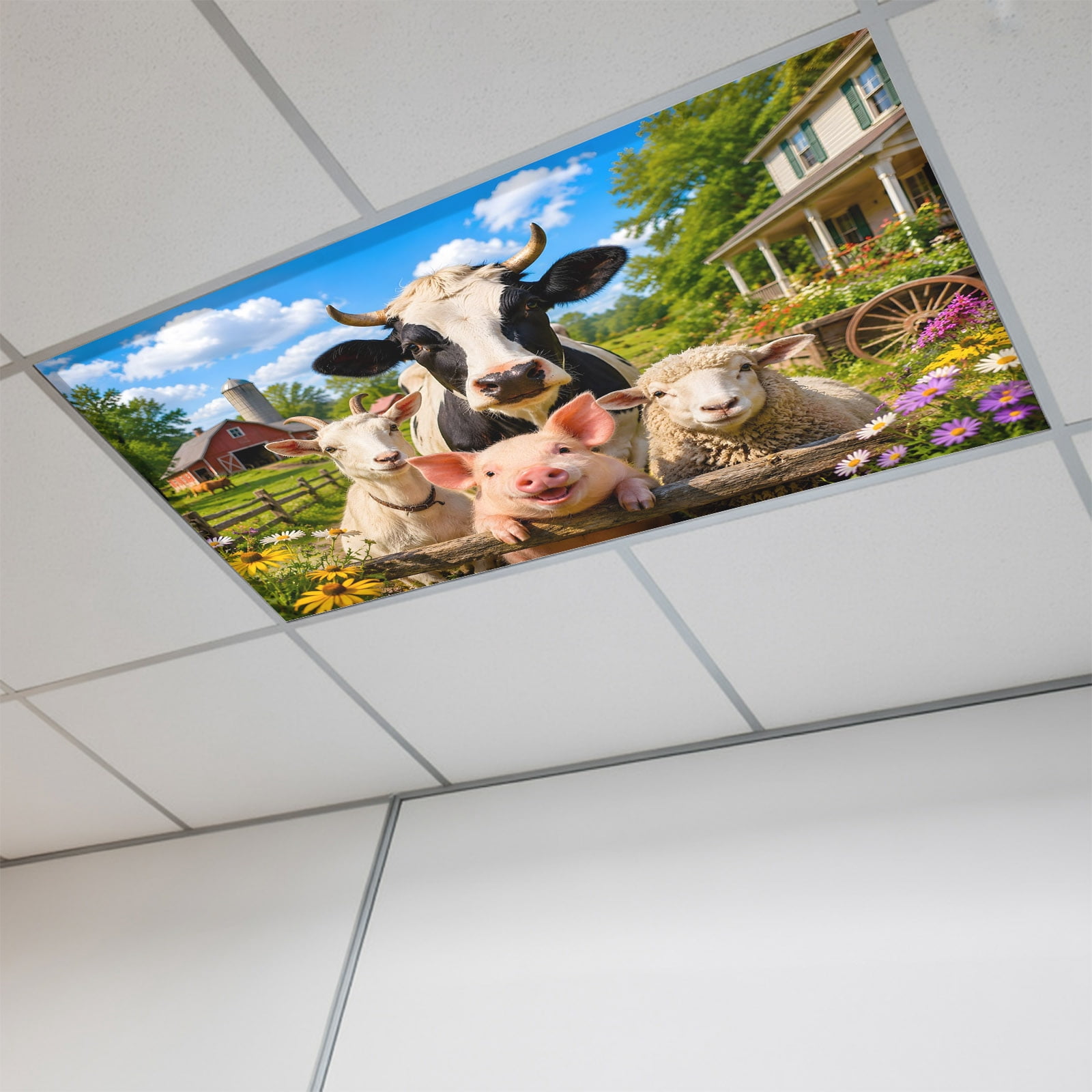 1 Pcs Farmhouse Fluorescent Light Covers Sheep Pig Cow Barn Rustic ...