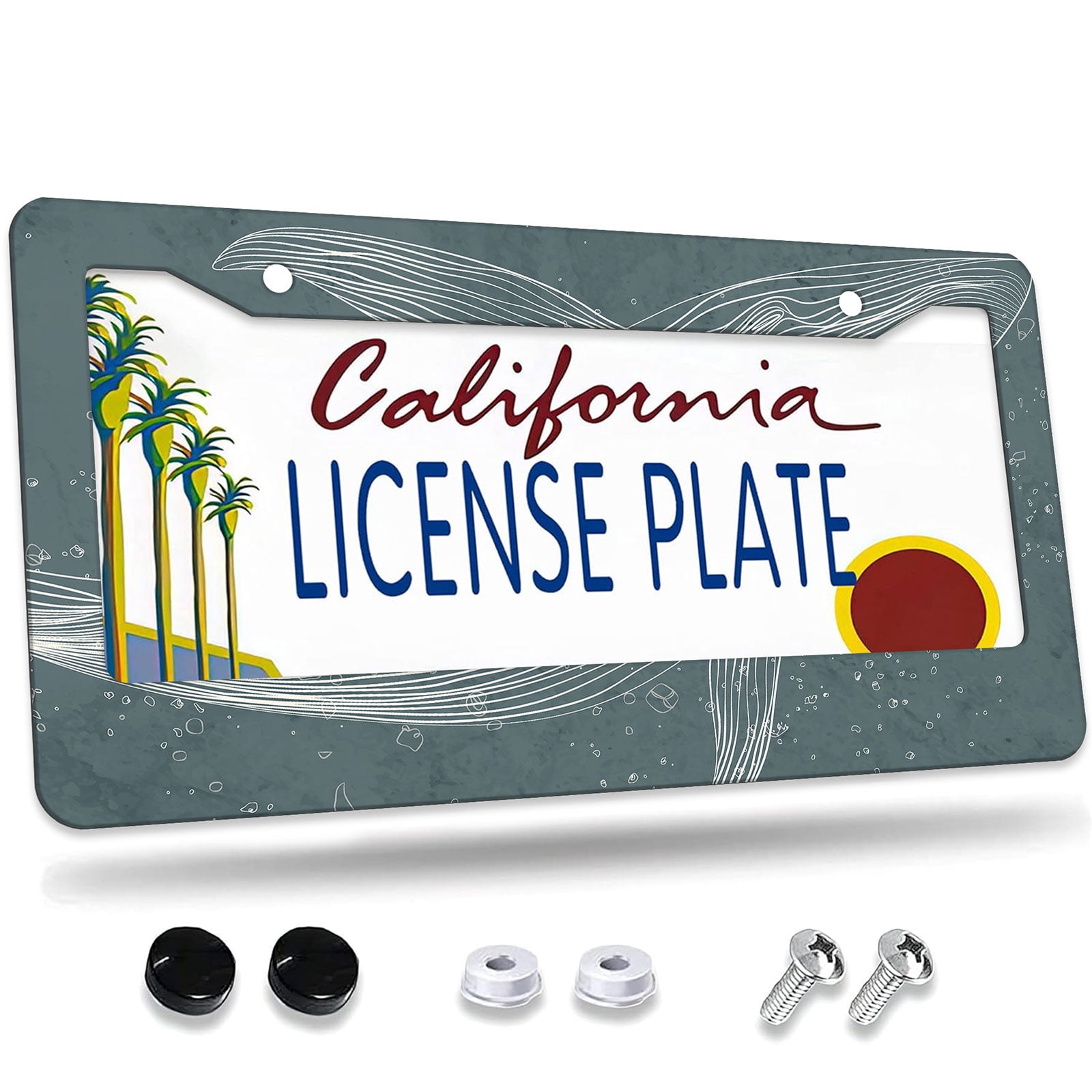 1 Pcs Line Whale in Ocean License Plate Frame,License Plate Cover for ...