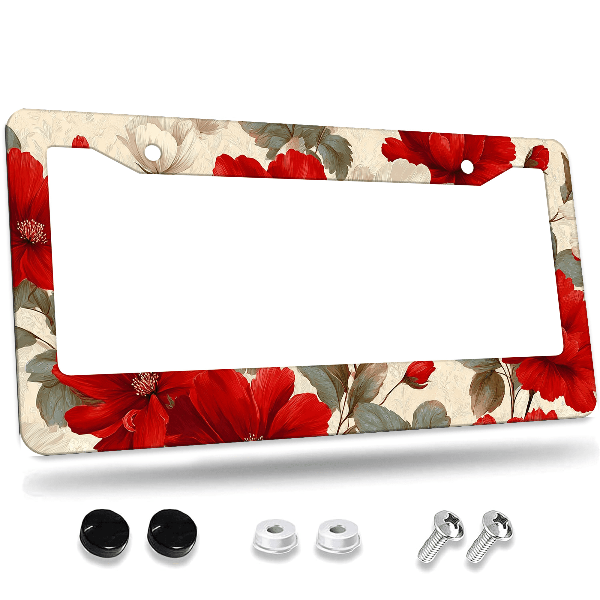 1 Pcs Floral Pattern License Plate Frame, License Plate Cover for Car ...