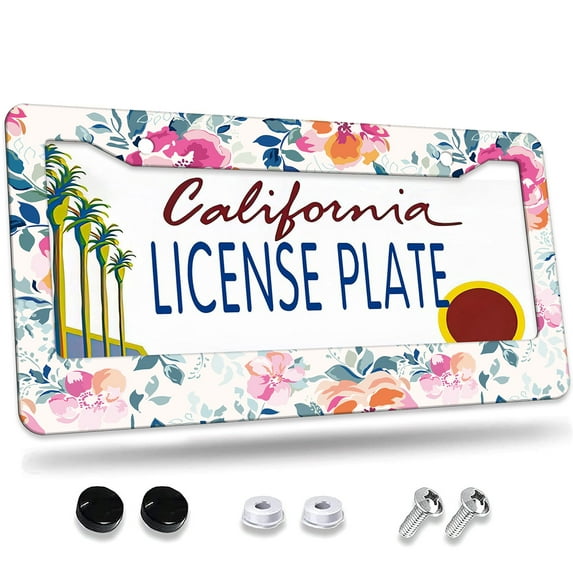1 Pcs Floral border with blank space License Plate Frame,License Plate ...