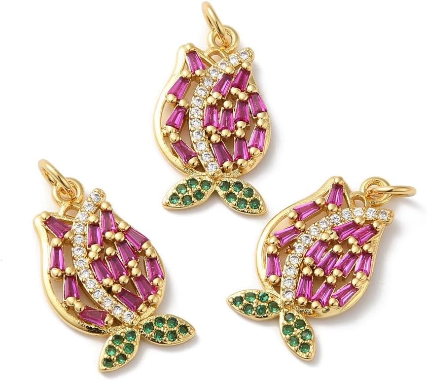 1 Pcs Flower Pendant Charms Rack Plating Brass Cubic Zirconia Pendants ...