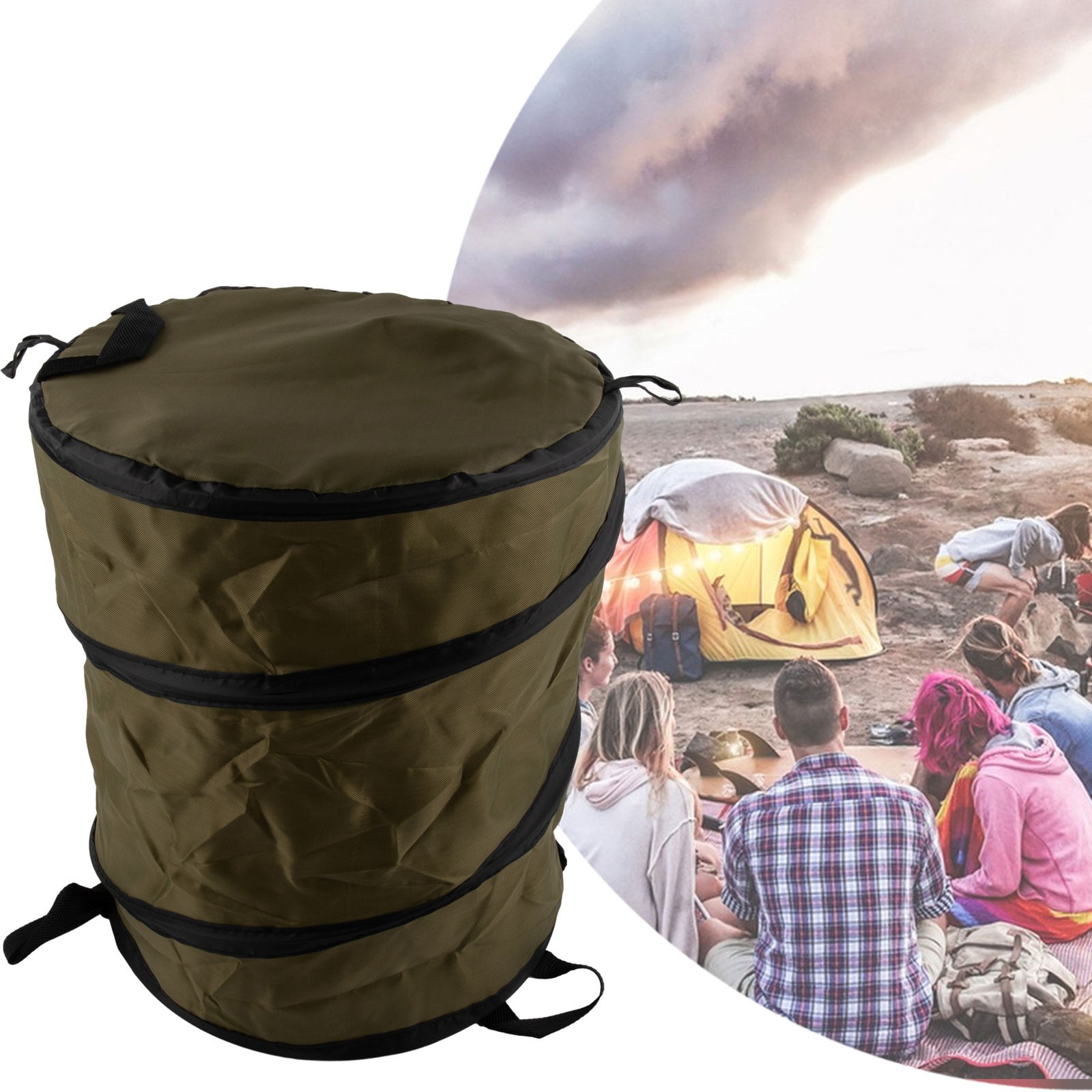 1 Pcs Foldable Garden Leaf Trash Can, 37L 35*40cm Army Green Oxford ...