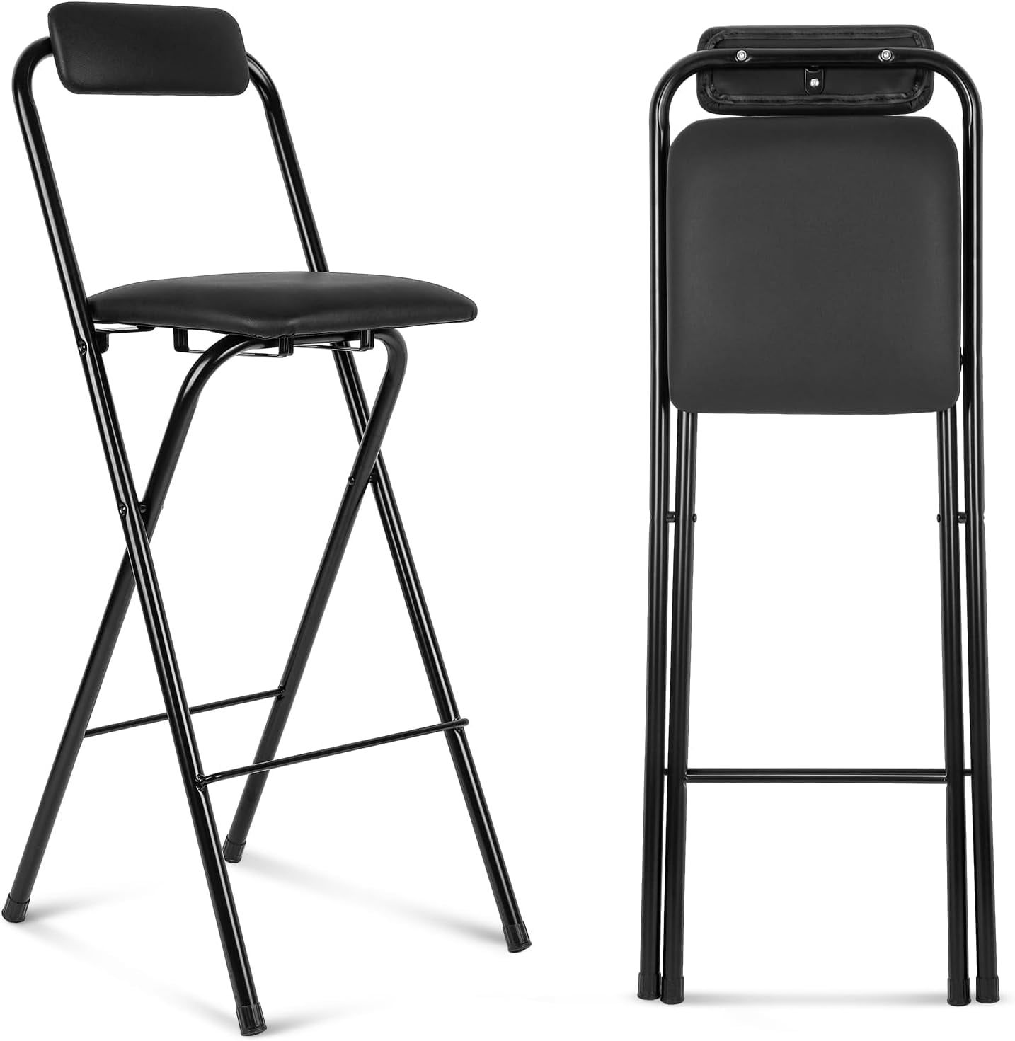 1 Pcs Folding Bar Stool with Backrest, Tall Foldable Stool Chair ...