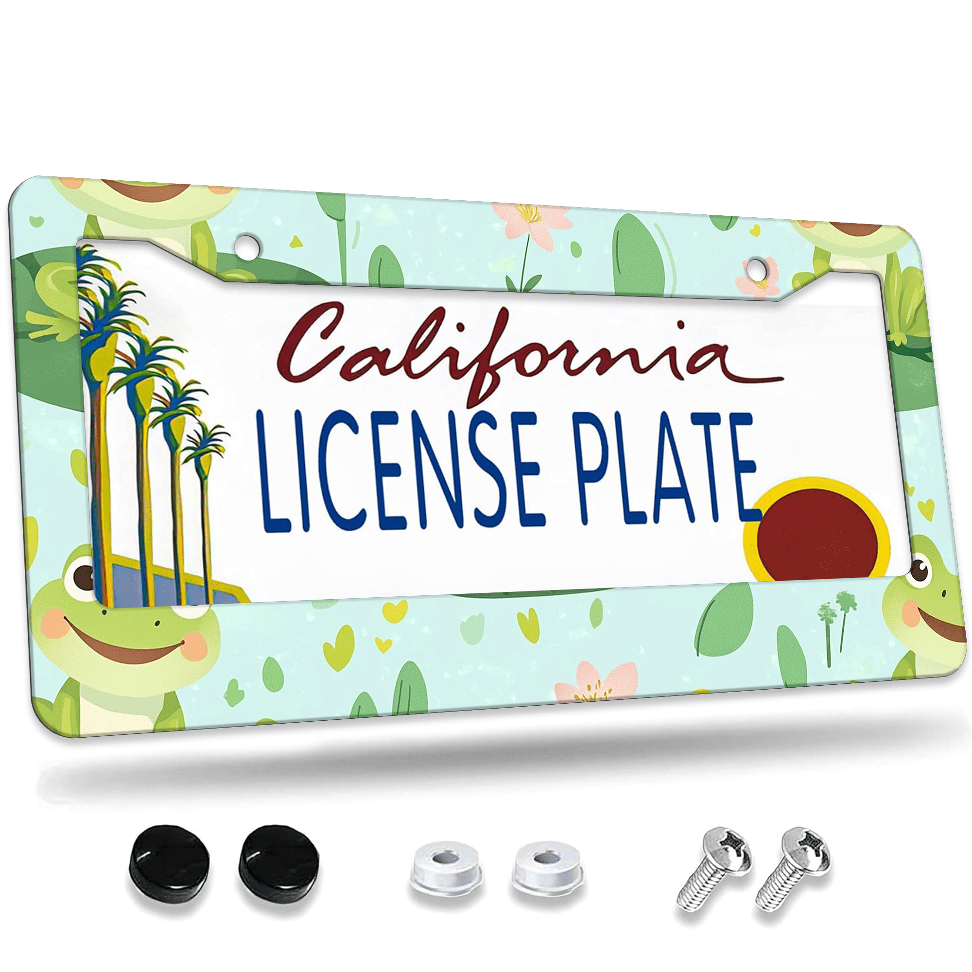 1 Pcs Frogs on Lily License Plate Frame, License Plate Cover for Car ...