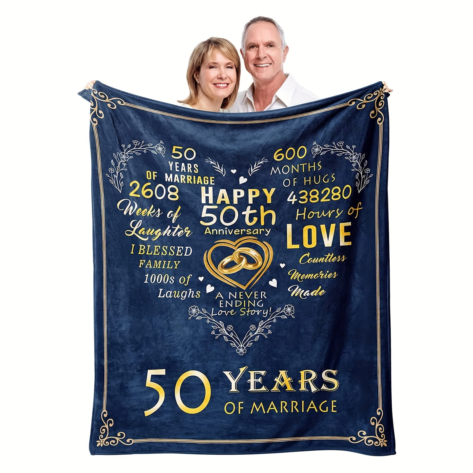 1 Pcs Gifts For 50th Anniversary Blanket, 50 Years Anniversary Golden ...
