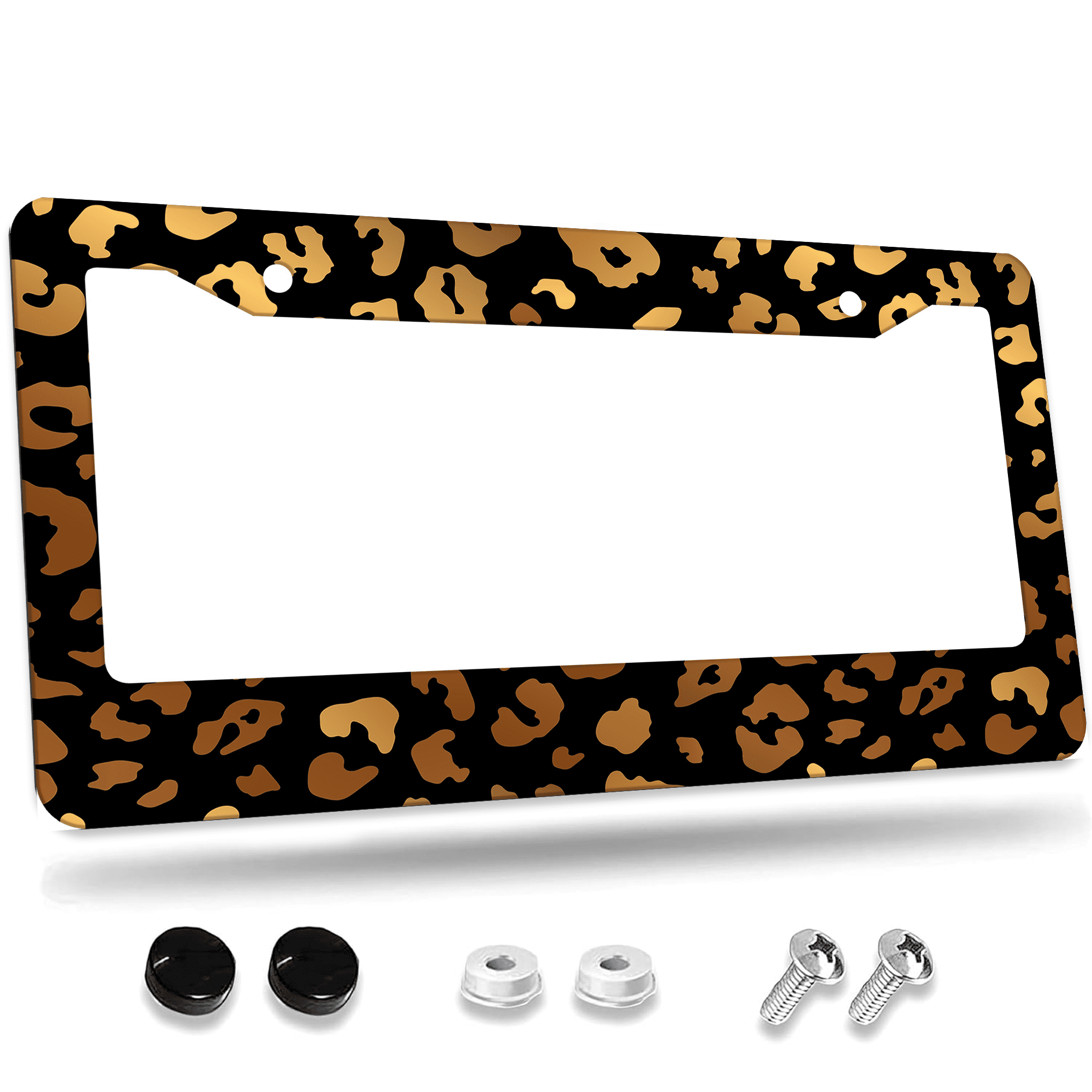 1 Pcs Golden Leopard Spots License Plate Frame, License Plate Cover for ...