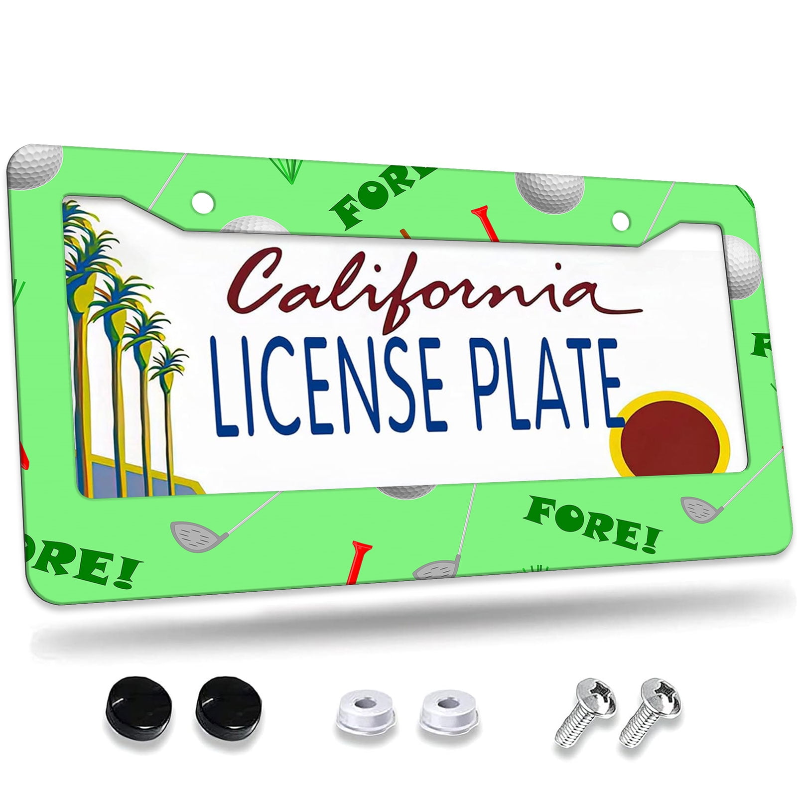 1 Pcs Golf themed Pattern License Plate Frame,License Plate Cover for ...