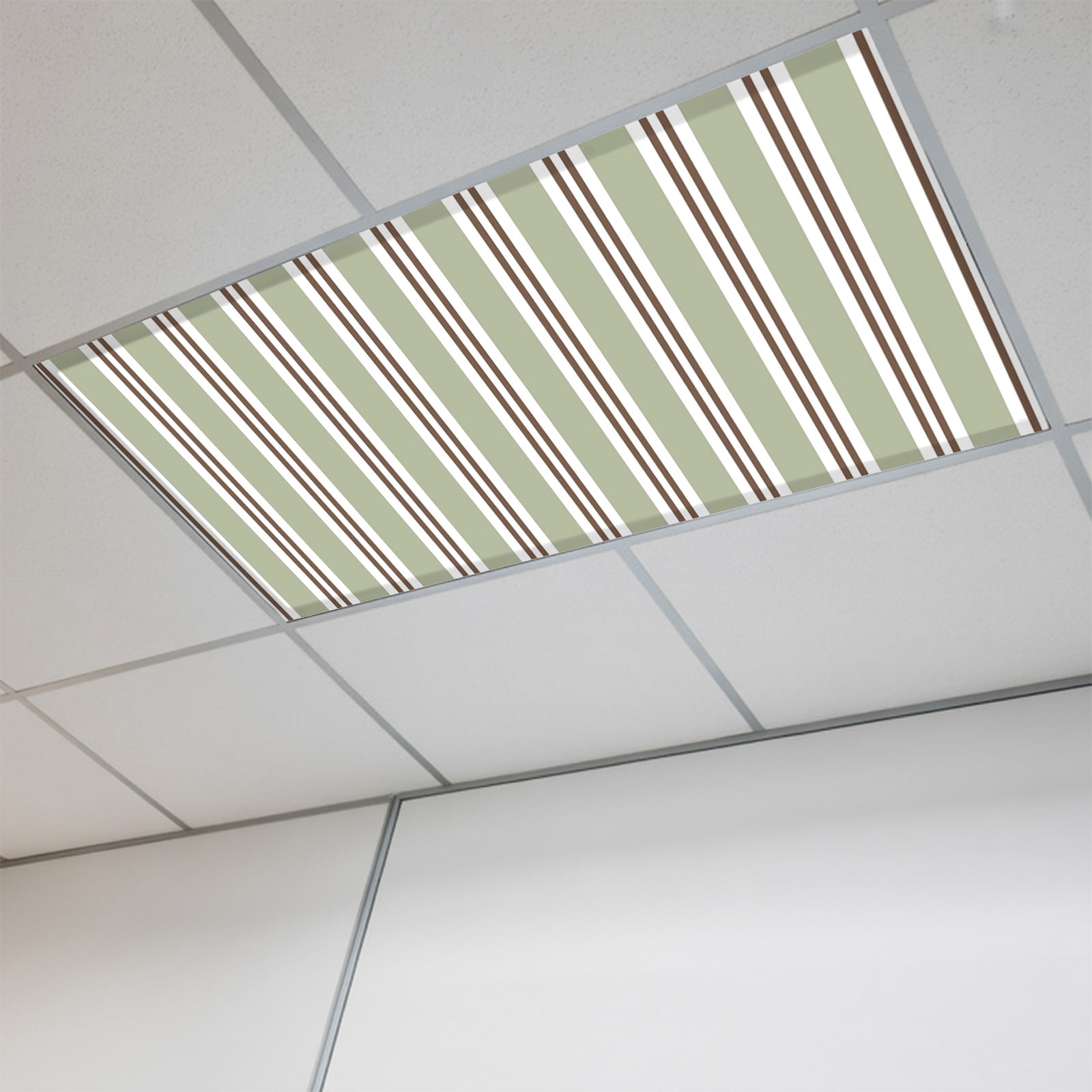 1 Pcs Green Brown Stripe Fluorescent Light Covers Country Farmhouse ...