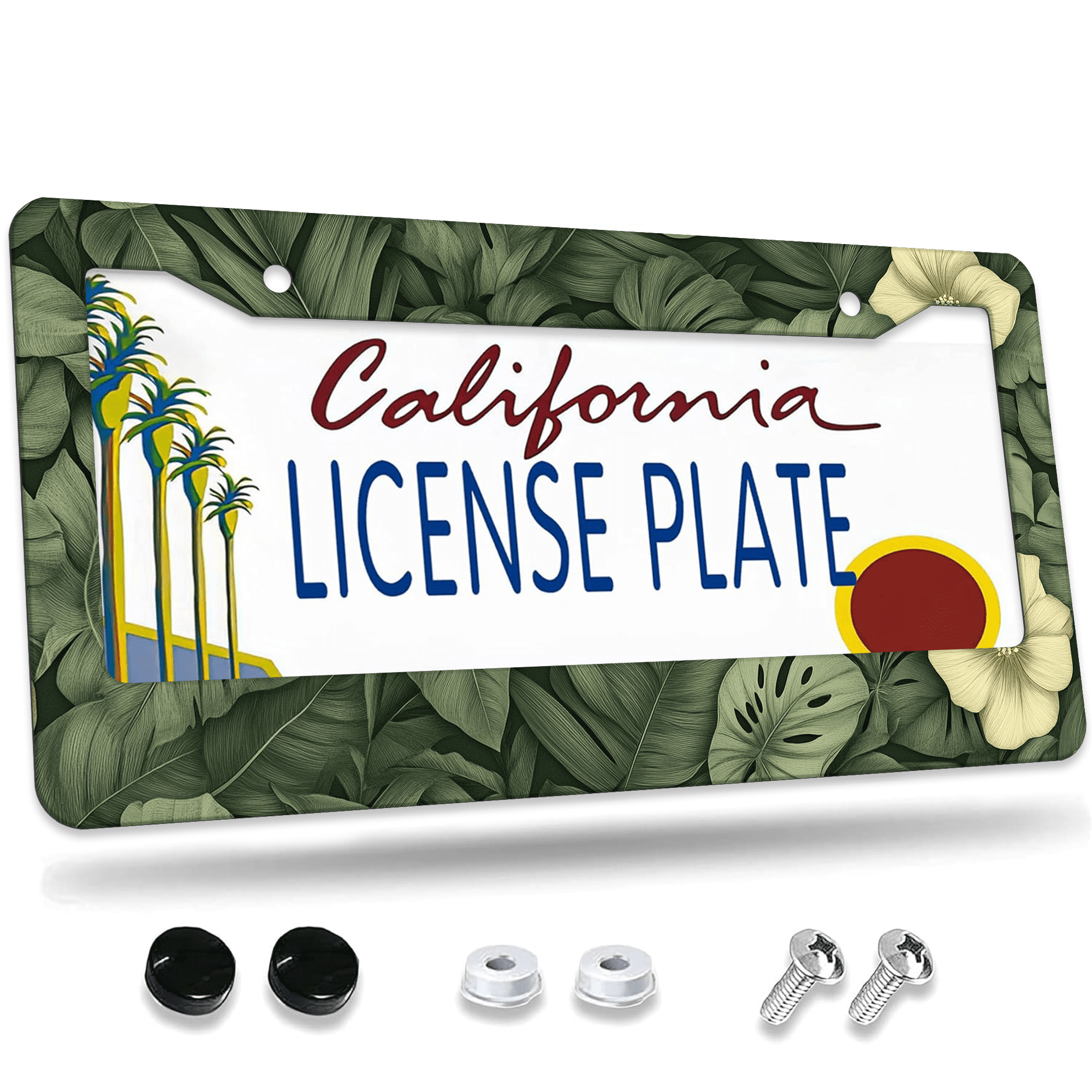 1 Pcs Green Leaves License Plate Frame, License Plate Cover for Car ...