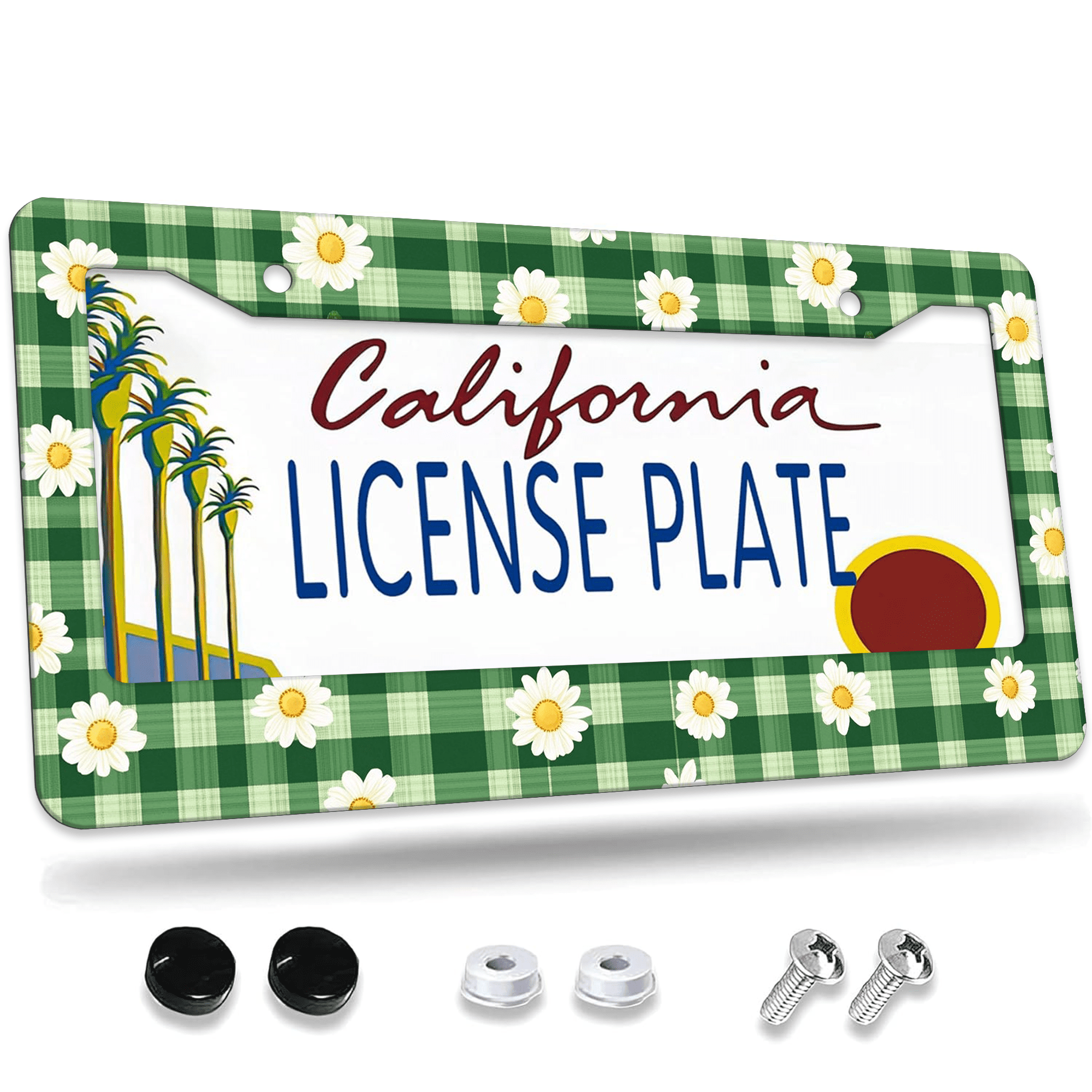 1 Pcs Green and White License Plate Frame, License Plate Cover for Car ...