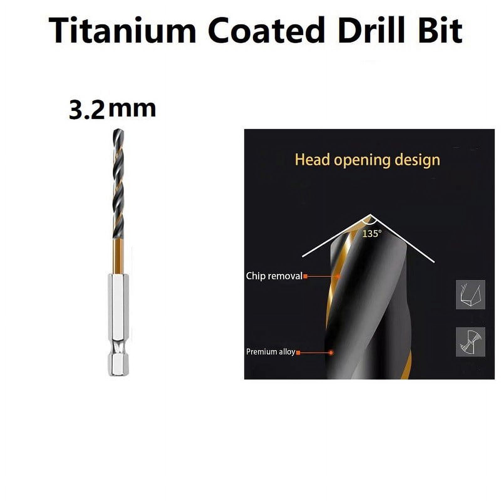 1 Pcs HSS High Speed Steel Titanium Coated Drill Bit Set 1/4 Hex Shank ...