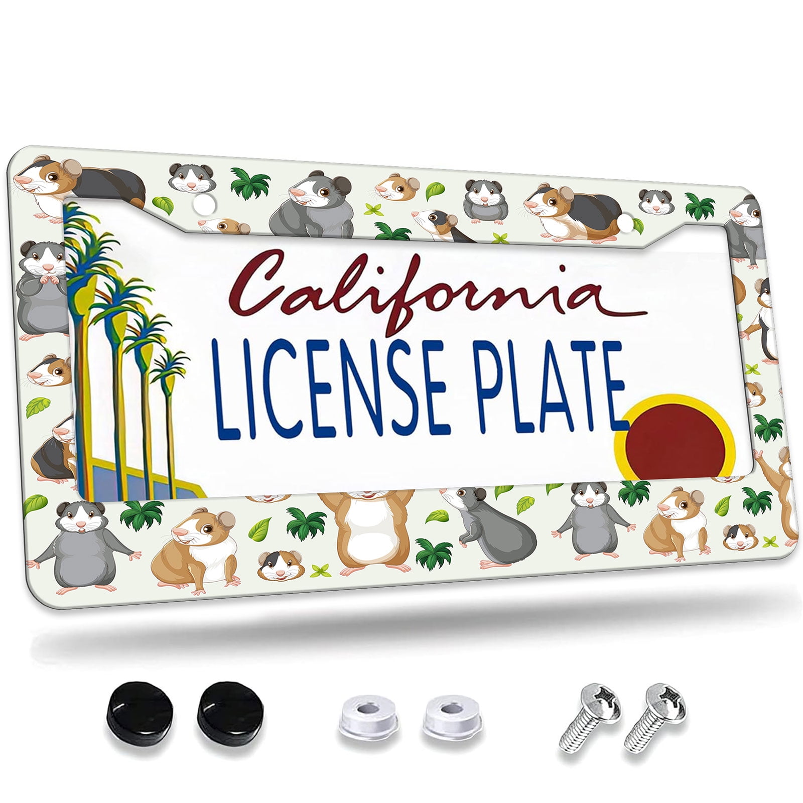 1 Pcs Hamsters and plants border image License Plate Frame,License ...