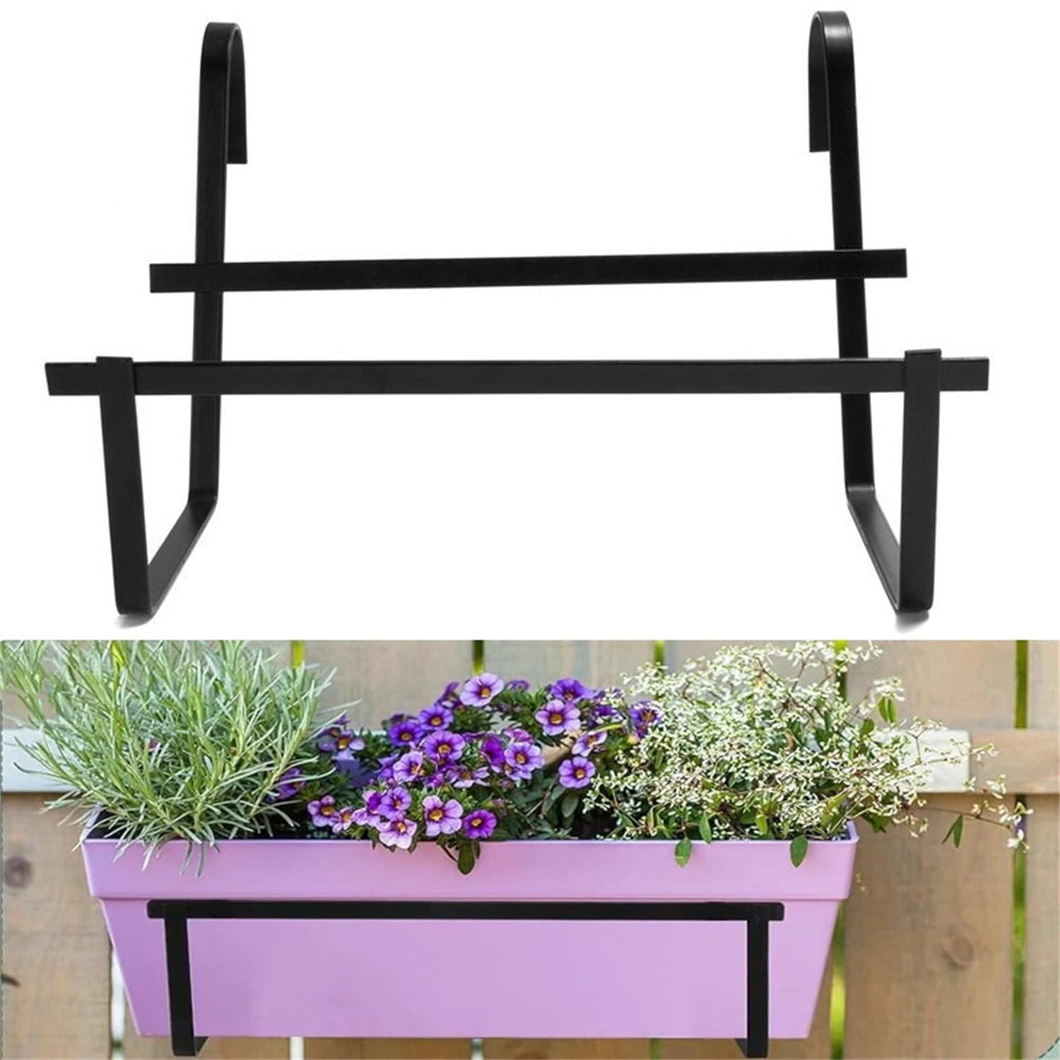 1 Pcs Hanging Railing Planters,Happon 12.6Inch Metal Flower Pot Holder ...