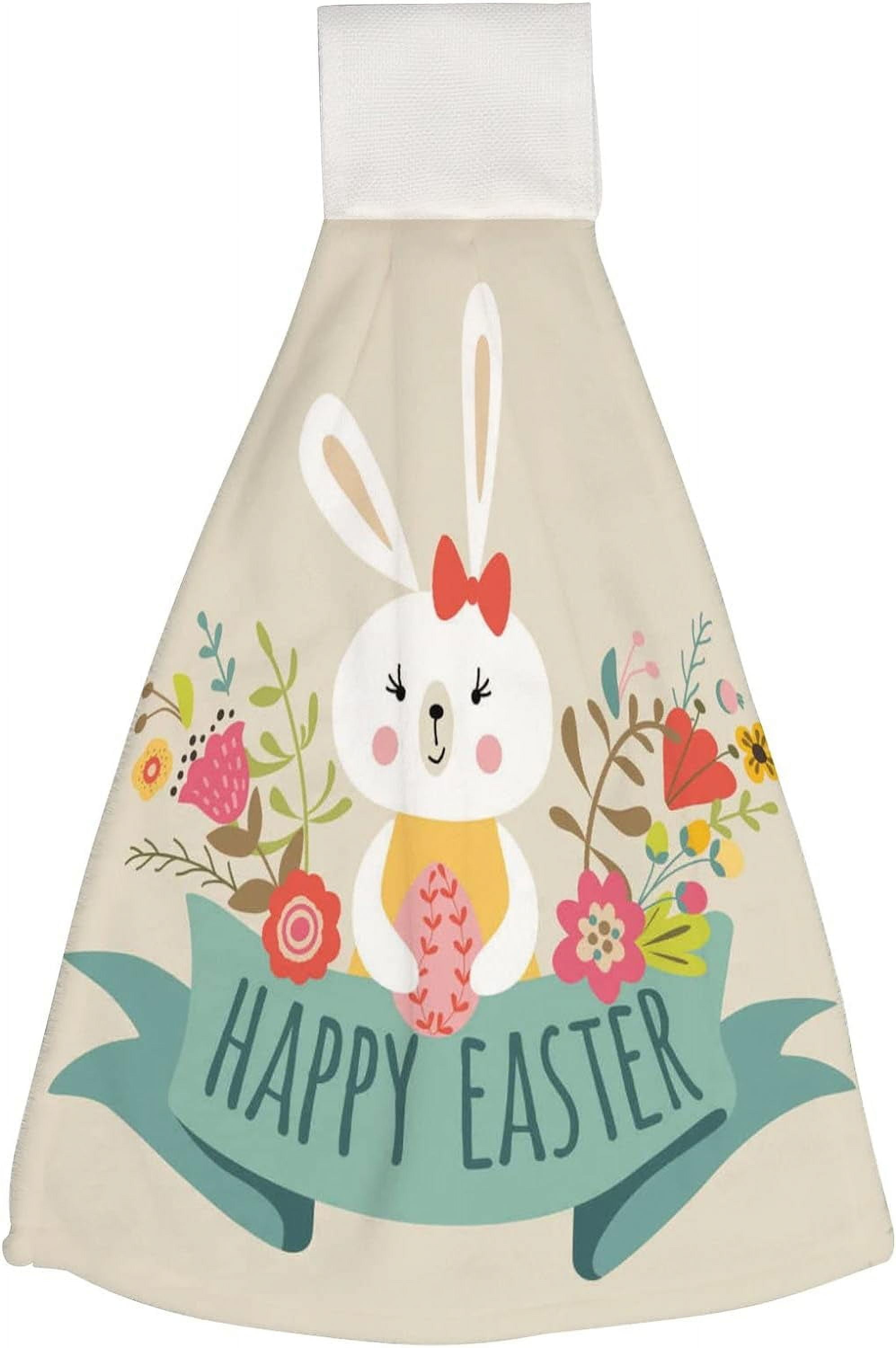 1 Pcs Hanging Towels, Dish Towels Happy Easter Eggs Flowers Ribbons ...
