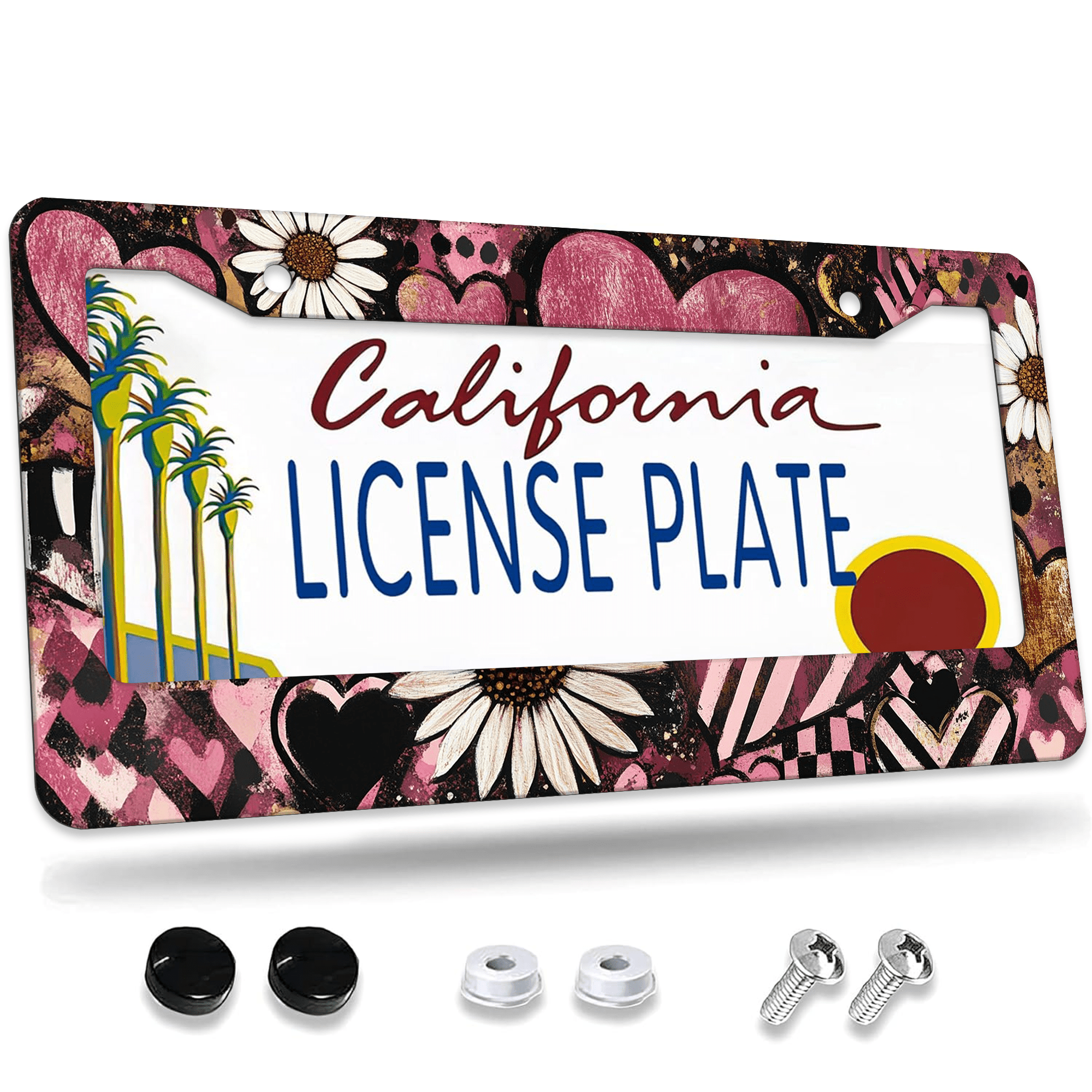 1 Pcs Hearts License Plate Frame, License Plate Cover for Car ...