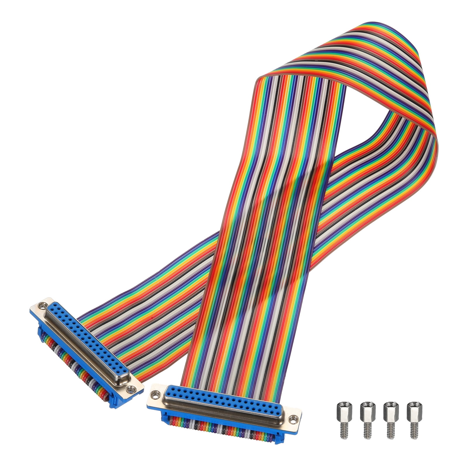 1 Pcs IDC Rainbow Wire Flat Ribbon Cable DB37 Female to DB37 Female 19. ...