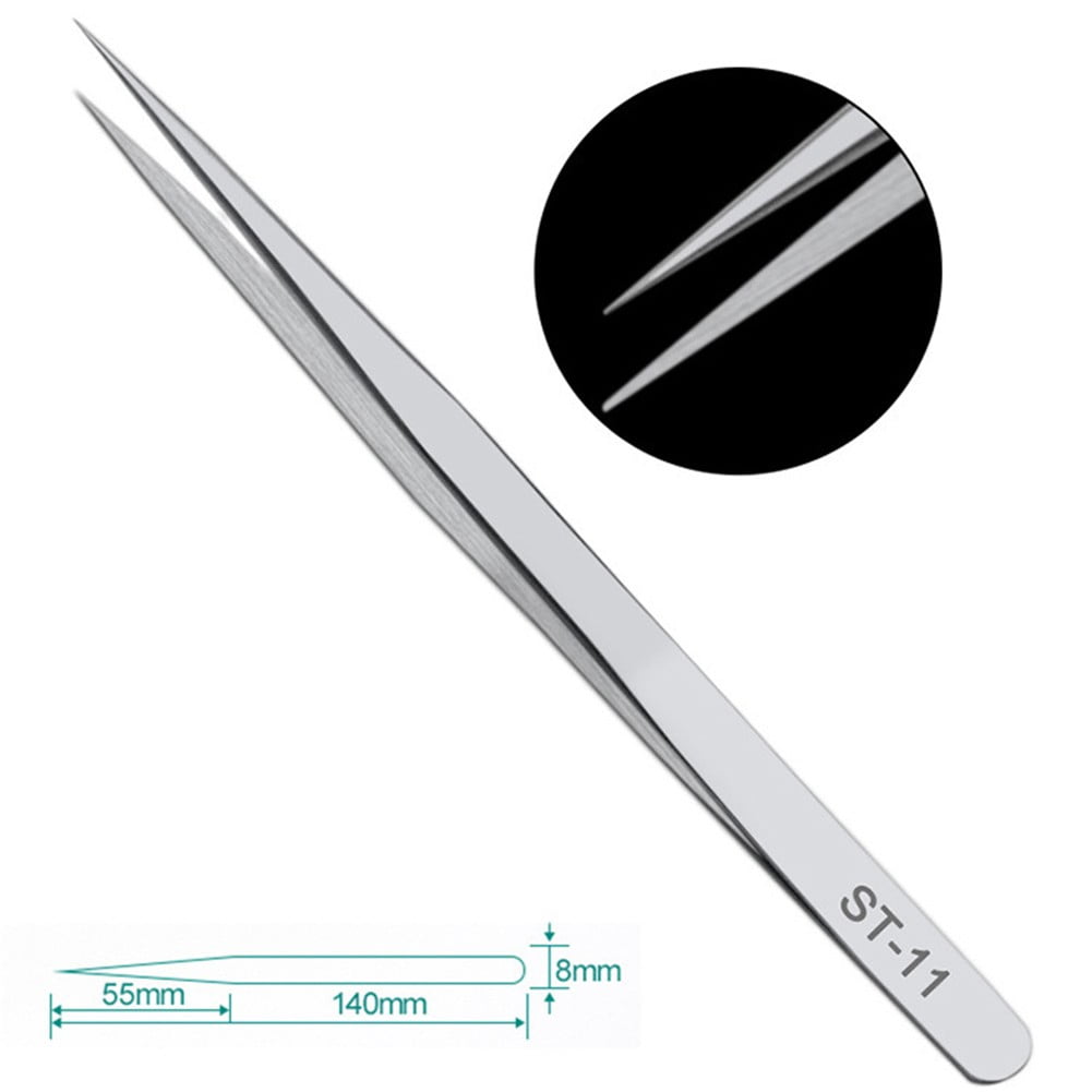 1 Pcs Industrial Tweezers Extension Silver Stainless Steel Superhard ...