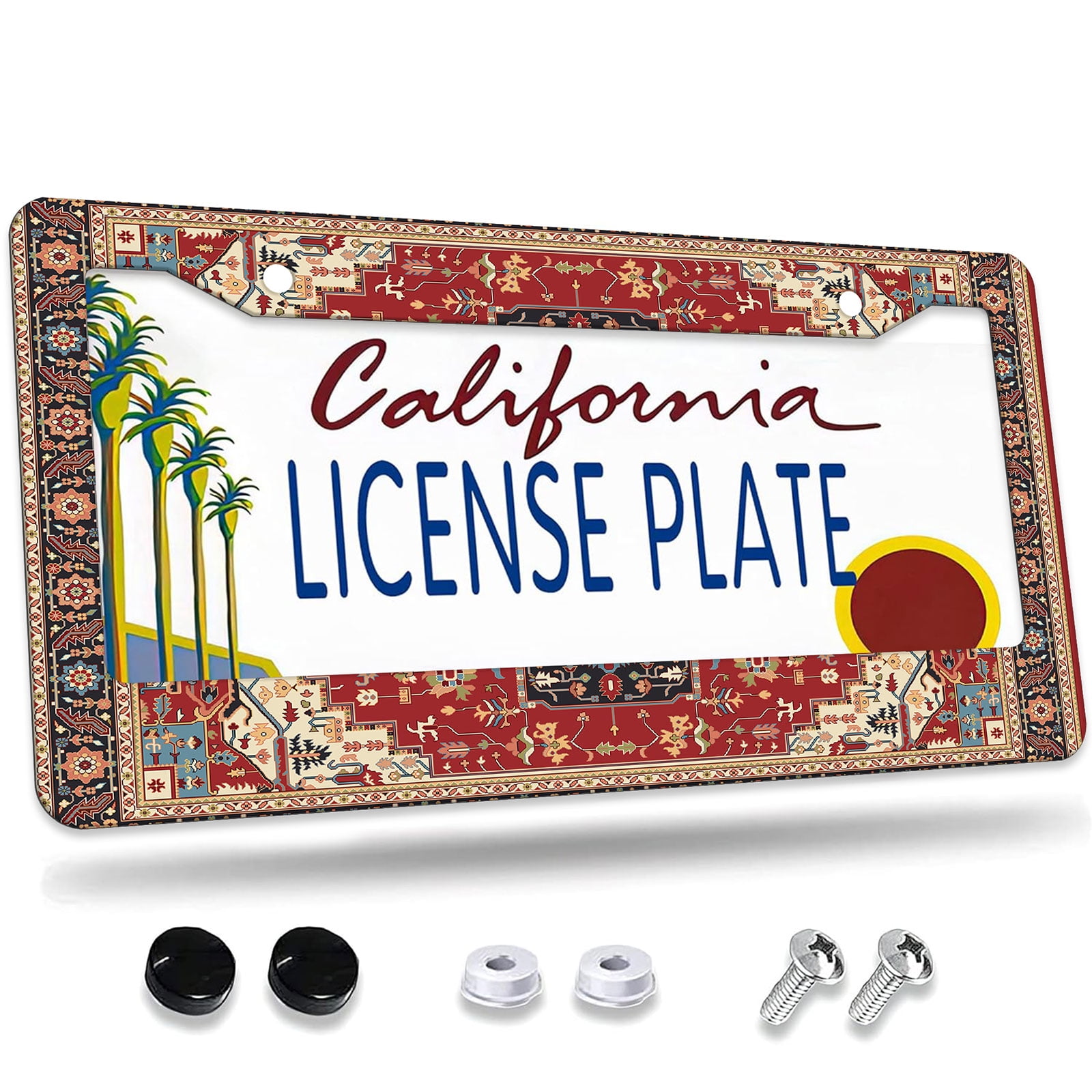 1 Pcs Ornate Red Oriental Rug License Plate Frame,License Plate Cover ...