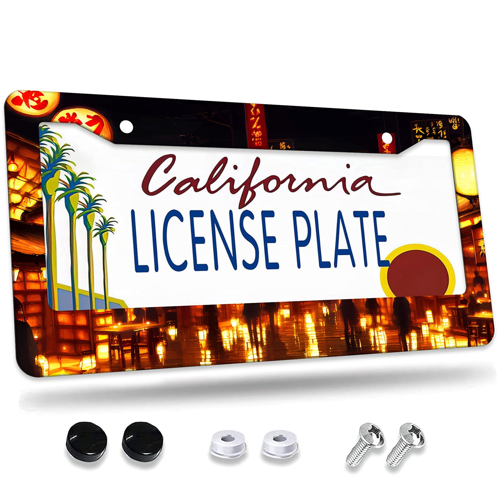 1 Pcs Japanese night street scene License Plate Frame,License Plate ...