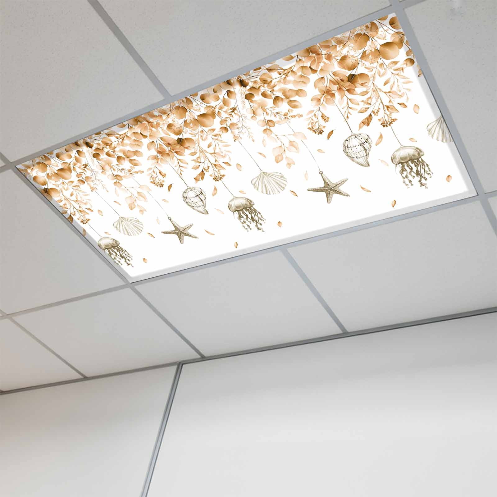 1 Pcs Jellyfish Starfish Shells Fluorescent Light Covers Orange Leaf ...