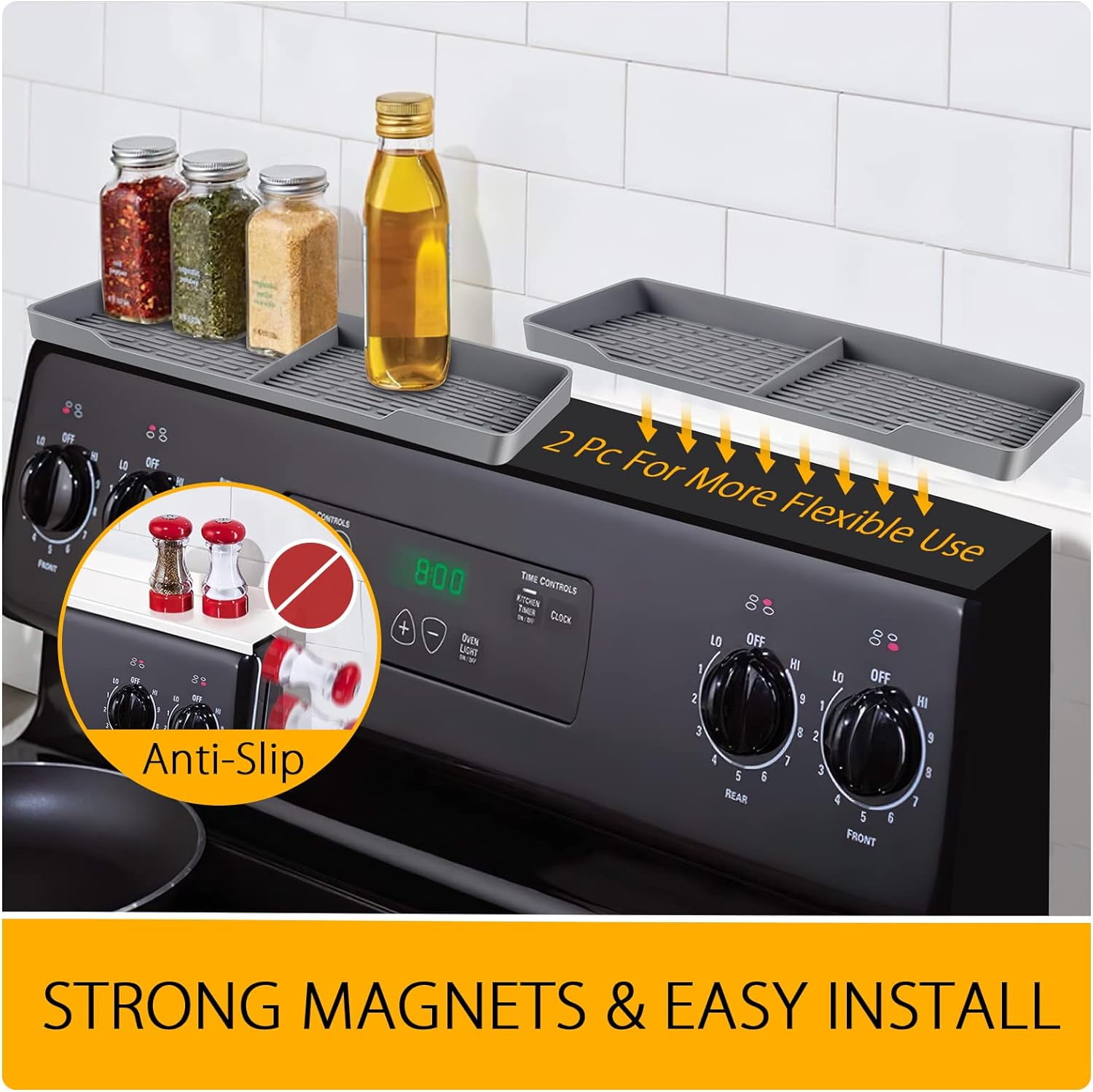 1 Pcs Kitchen Stove Top Shelf, 2 Functional Partitions for Kitchen ...