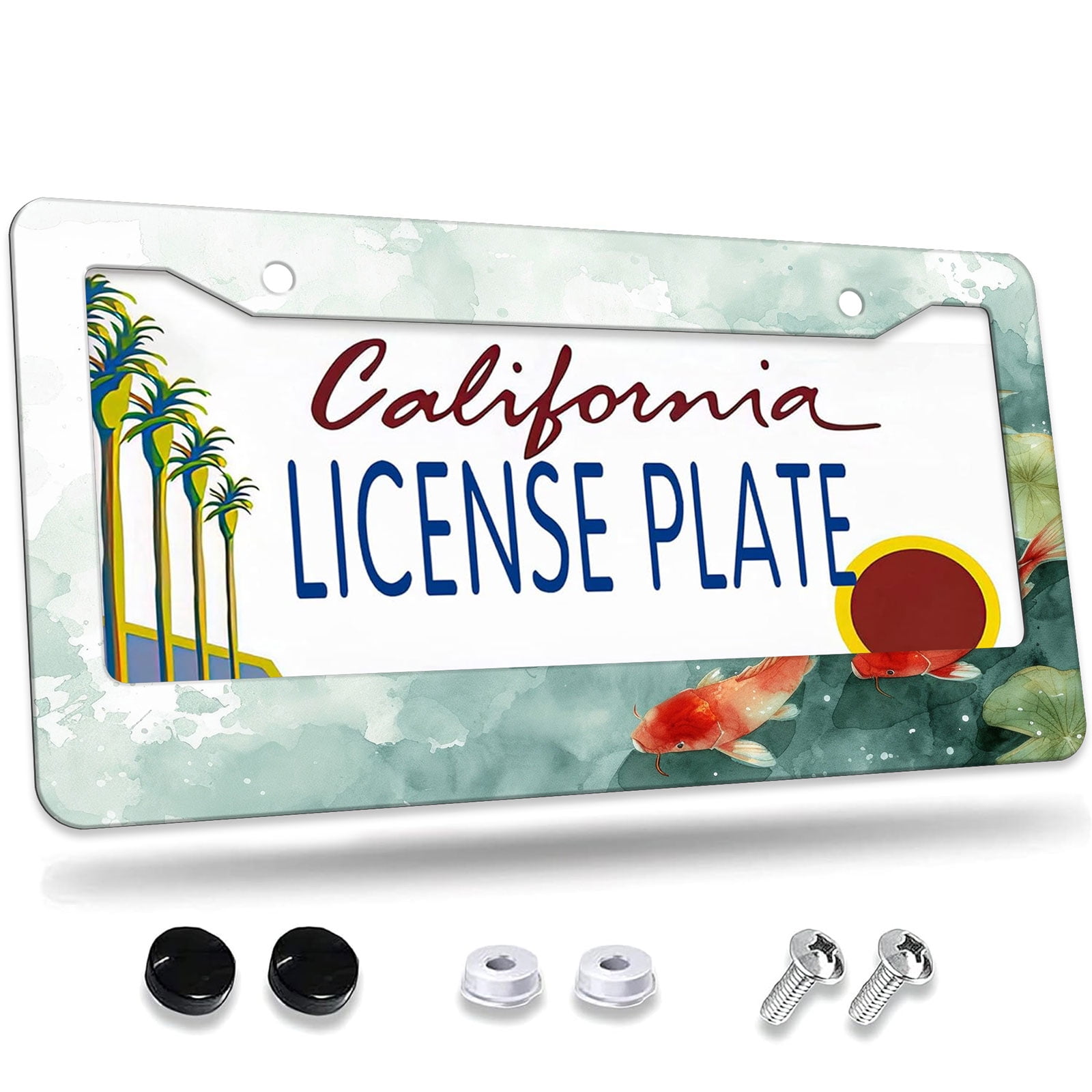 1 Pcs Koi Fish in Watercolor License Plate Frame,License Plate Cover ...