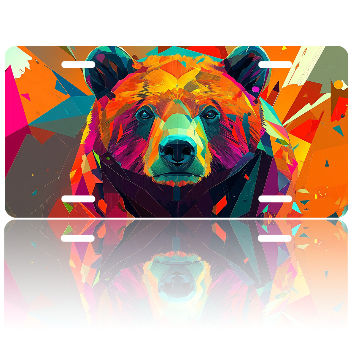 1 Pcs License Plate Covers & Frames, Abstract and Colorful Bear ...