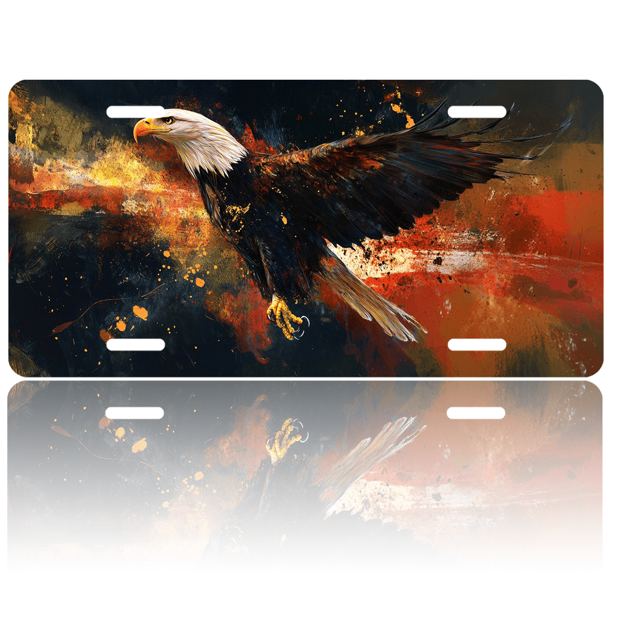 1 Pcs License Plate Covers & Frames, Artistic Eagle in Dynamic Brush ...