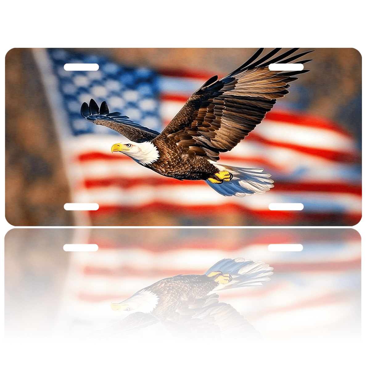 1 Pcs License Plate Covers & Frames, Bald Eagle in Flight with American ...
