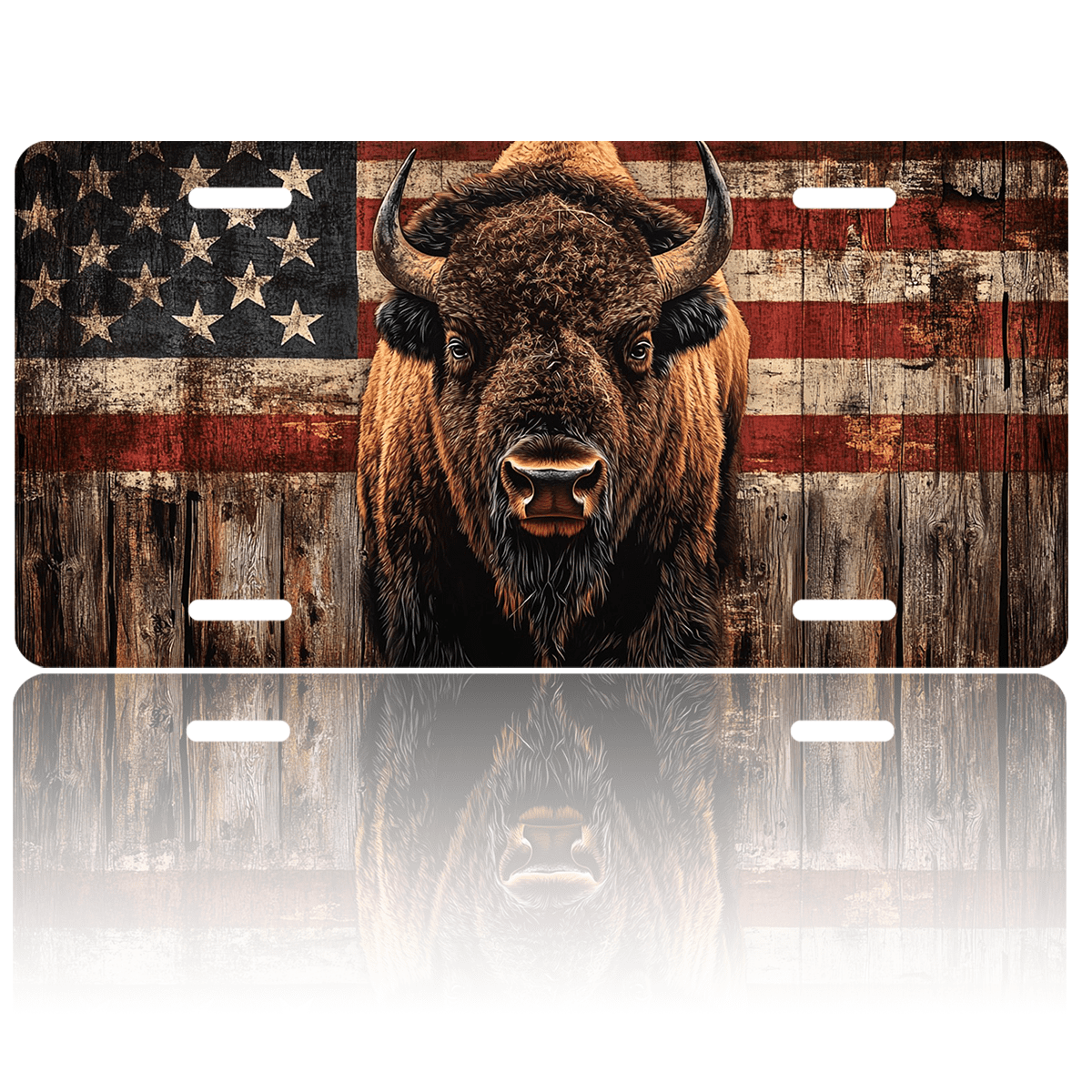 1 Pcs License Plate Covers & Frames, Bison in Front of Weathered ...