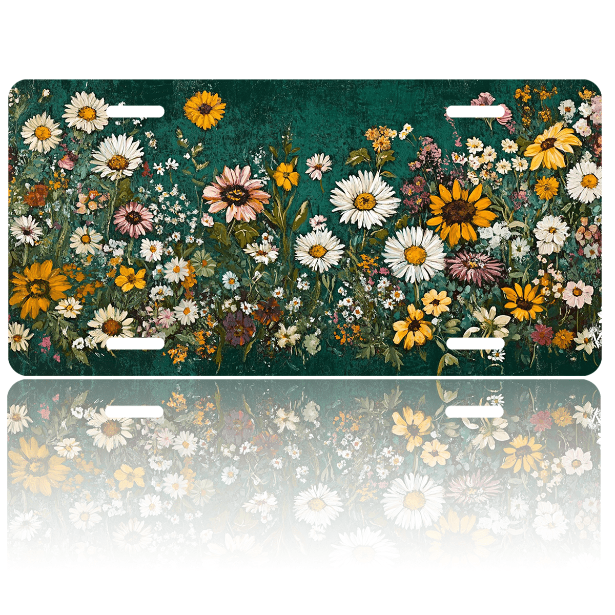 1 Pcs License Plate Covers & Frames, Bouquet of Diverse Flowers on ...