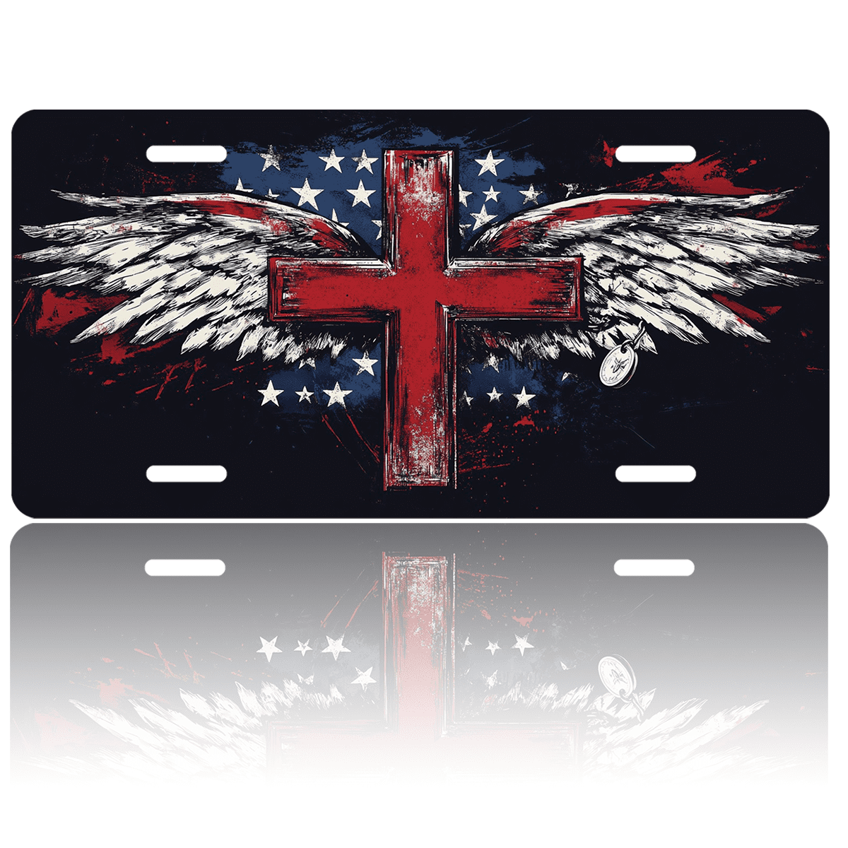 1 Pcs License Plate Covers & Frames, Cross with Wings and an American ...