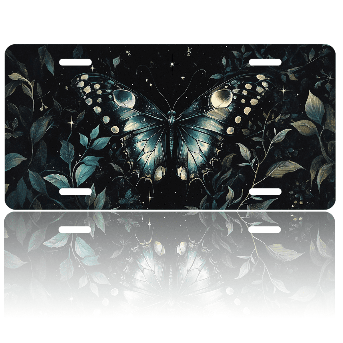 1 Pcs License Plate Covers & Frames, Dreamy Butterfly among Night ...