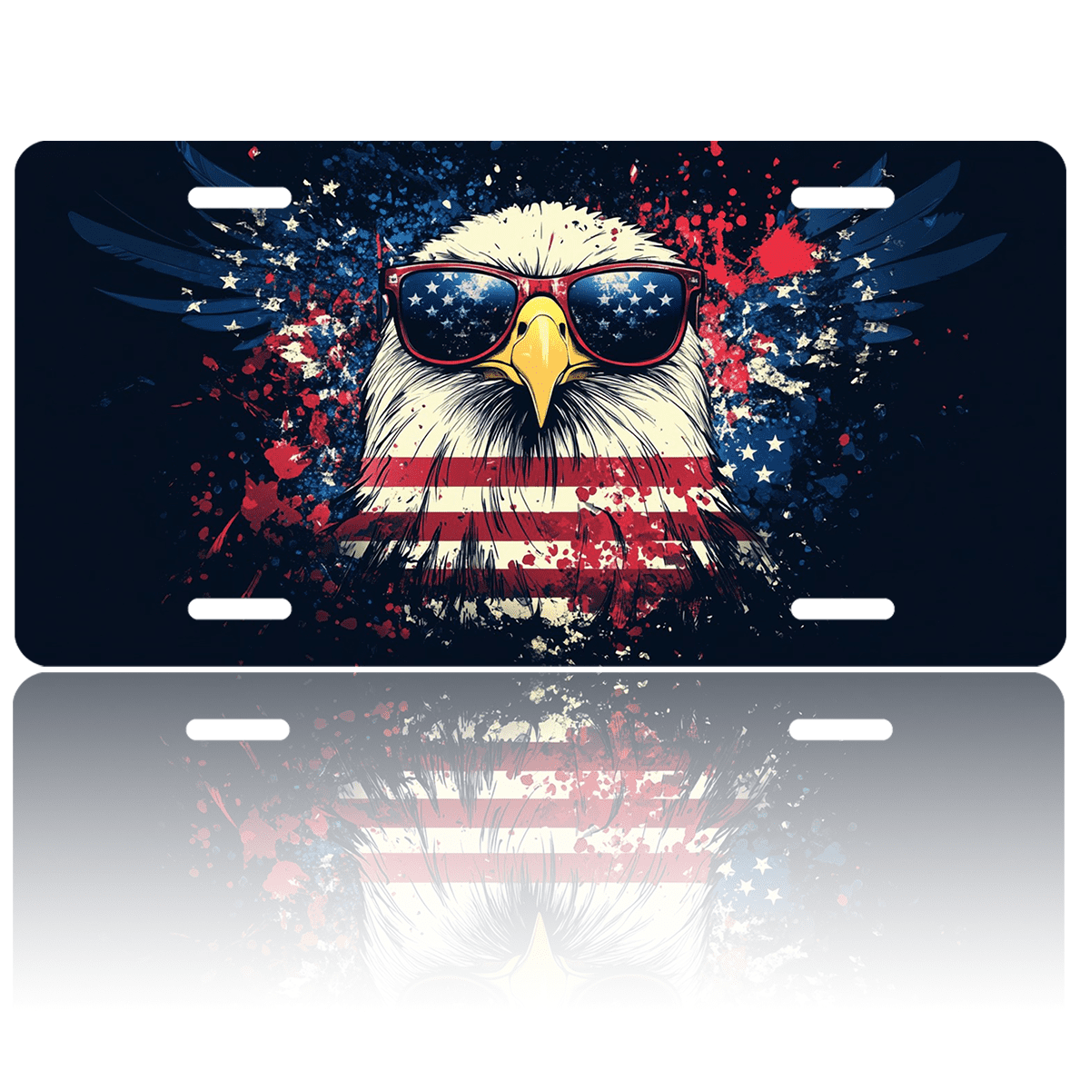 1 Pcs License Plate Covers & Frames, Eagle with American Flag Motifs ...