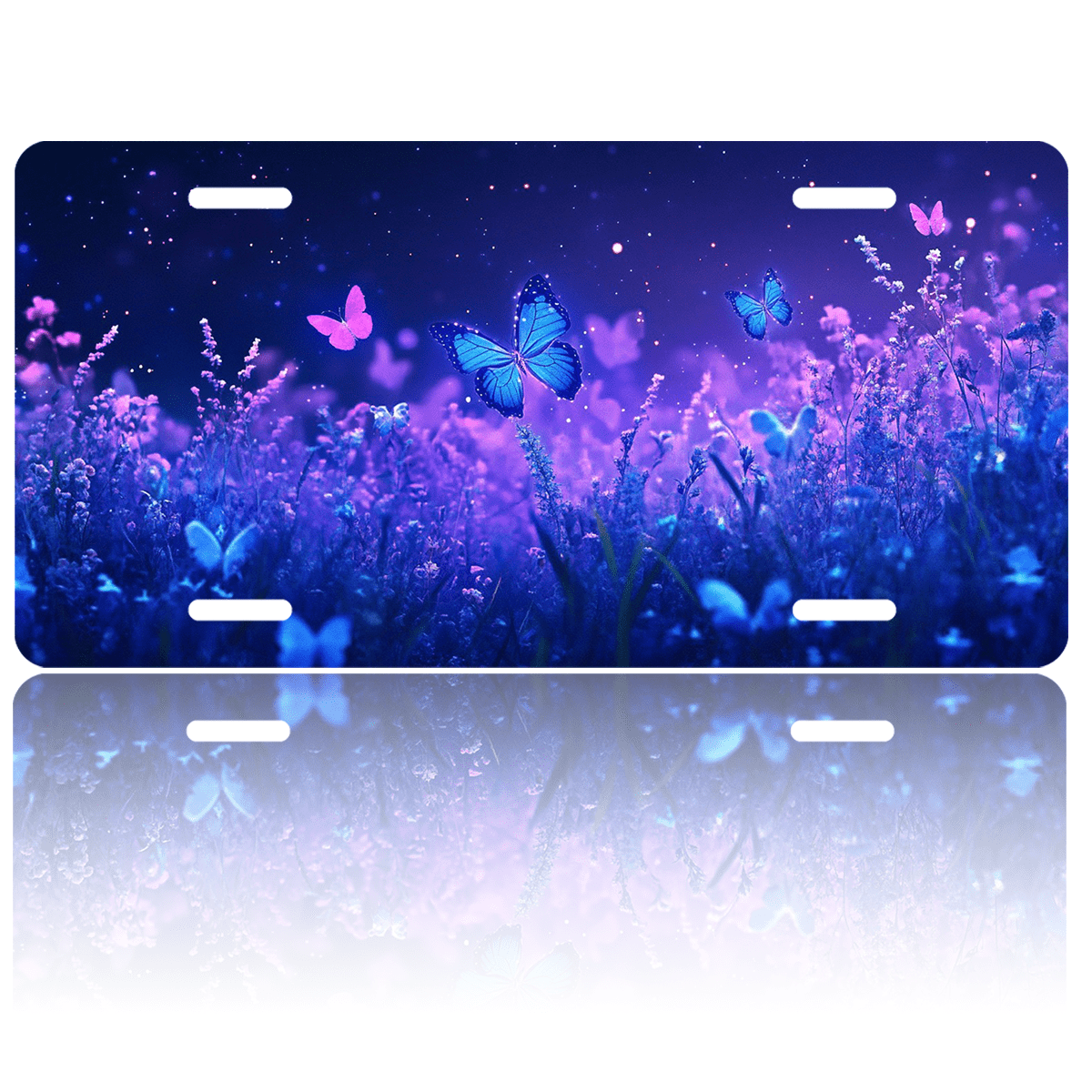 1 Pcs License Plate Covers & Frames, Enchanted Purple Butterfly Meadow ...