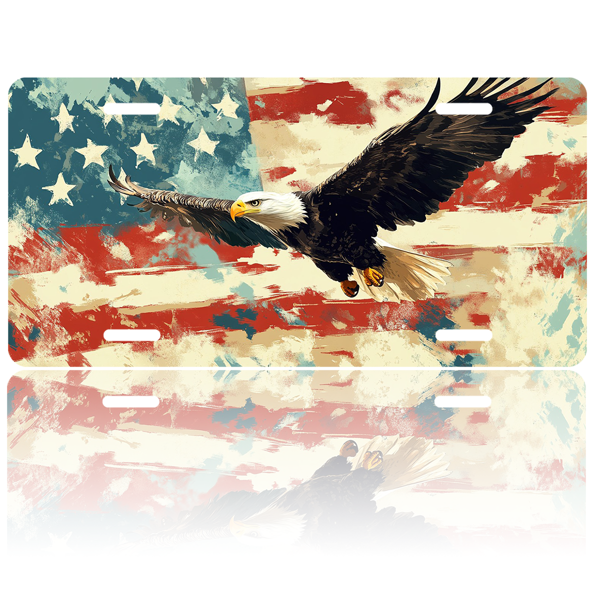 1 Pcs License Plate Covers & Frames, Flying Bald Eagle against Textured ...