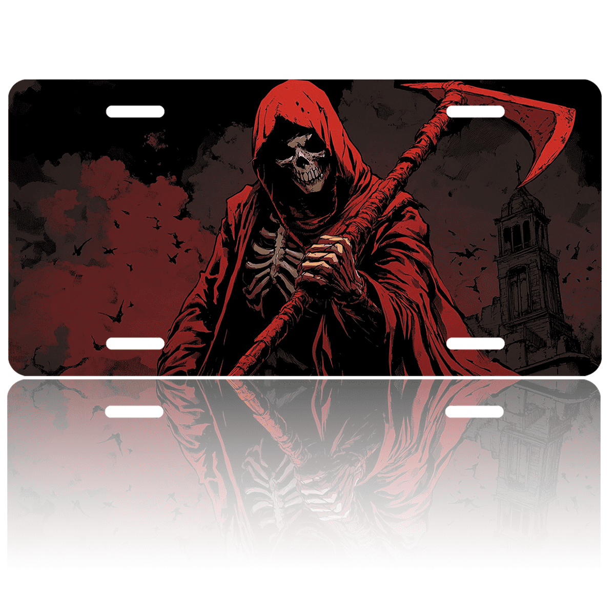 1 Pcs License Plate Covers & Frames, Grim Reaper For Decorative Front ...