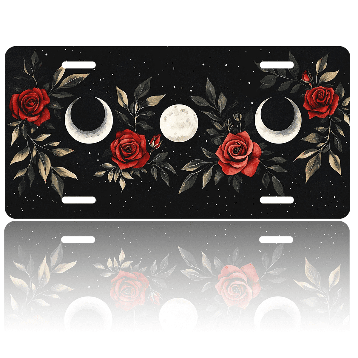 1 Pcs License Plate Covers & Frames, Moon and Roses For Decorative ...