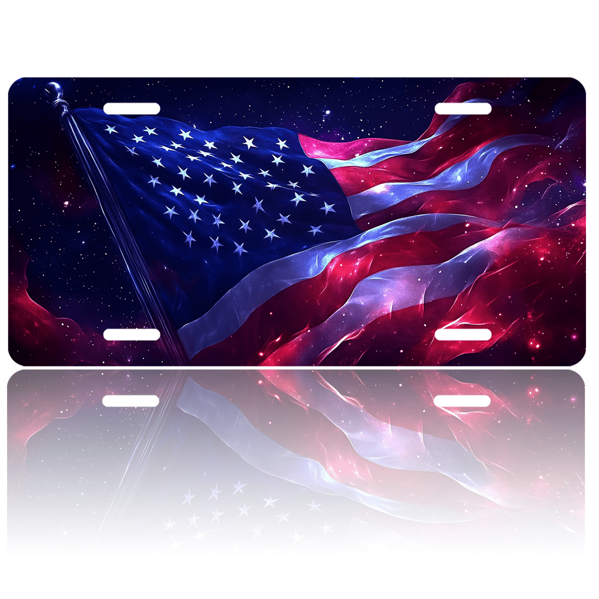 1 Pcs License Plate Covers & Frames, Nebula - like American Flag in ...