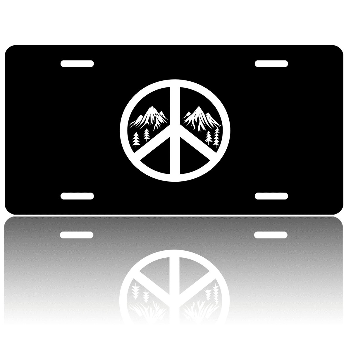 1 Pcs License Plate Covers & Frames, Peace Symbol with Mountain and ...