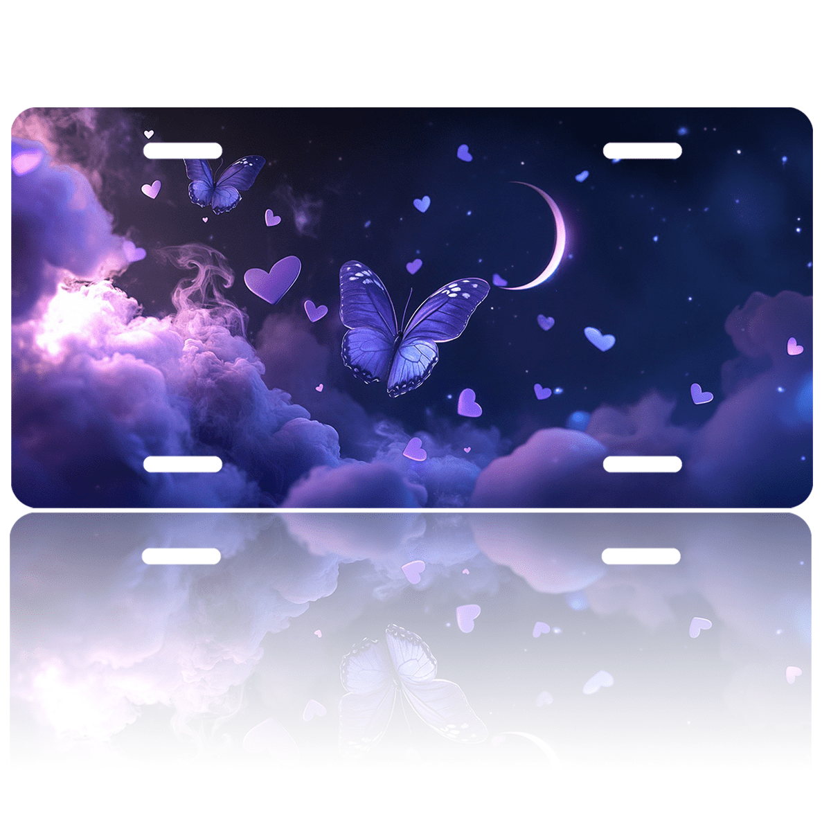 1 Pcs License Plate Covers & Frames, Purple Butterflies and Hearts in ...