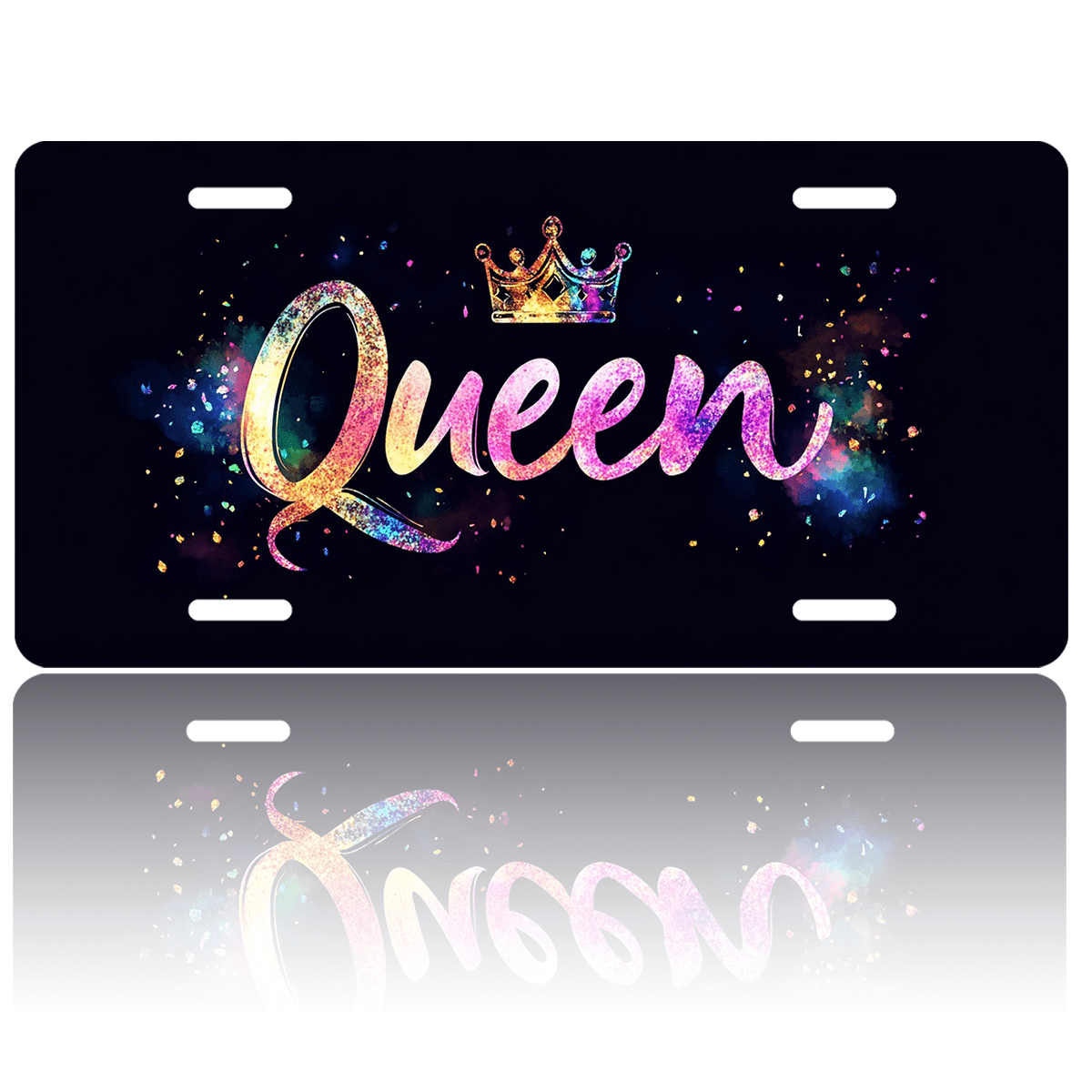 1 Pcs License Plate Covers & Frames, Sparkling “Queen” with a Crown For ...