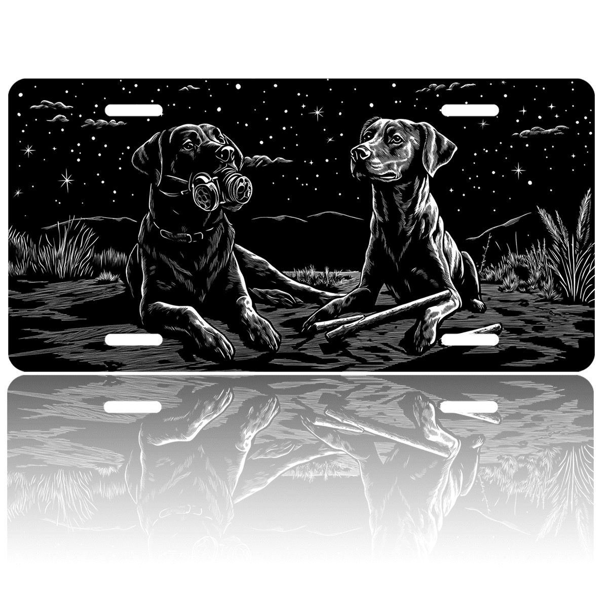 1 Pcs License Plate Covers & Frames, Starry Night Companions: Dogs ...