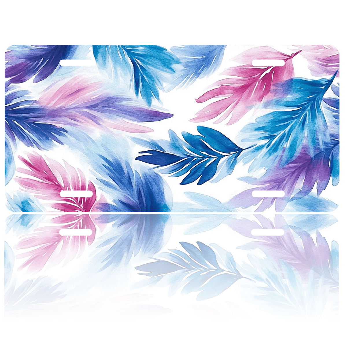 1 Pcs License Plate Covers & Frames, Watercolor - style Feathers in ...
