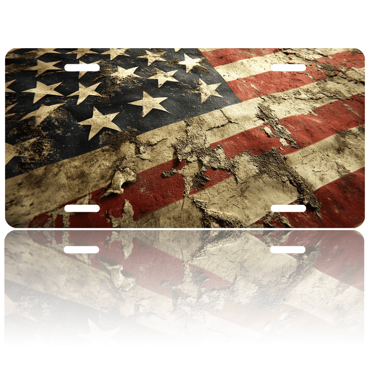 1 Pcs License Plate Covers & Frames, Weathered American Flag For ...