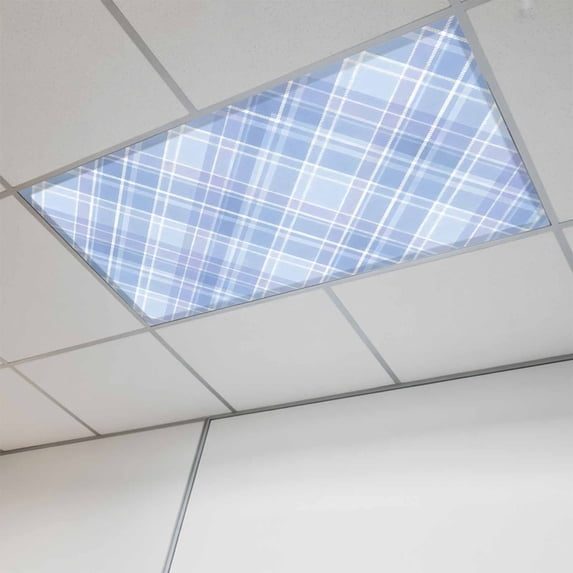 1 Pcs Light Blue Plaid Fluorescent Light Covers Rustic Farmhouse ...