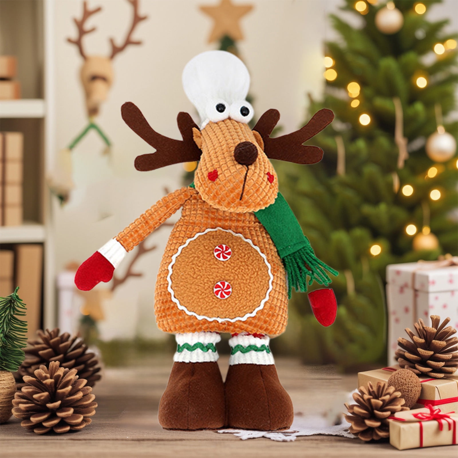 1 Pcs Long Leg Christmas Plush Doll Christmas Reindeer Doll Standing ...